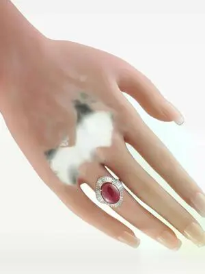 LB EXCLUSIVE Embellished Oval Ruby Ring - Silver