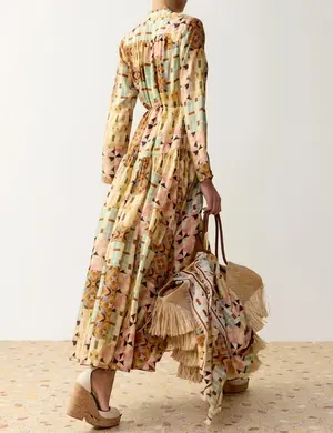 Zimmermann Fairlight Long Sleeve Maxi - Geo Patchwork