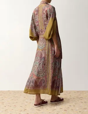 Zimmermann Fairlight Tunic Midi Dress - Khaki Paisley