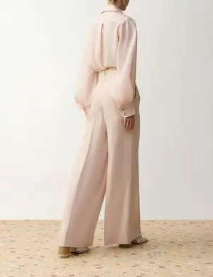Zimmermann Clash Linen Wide Leg Pant - Blush