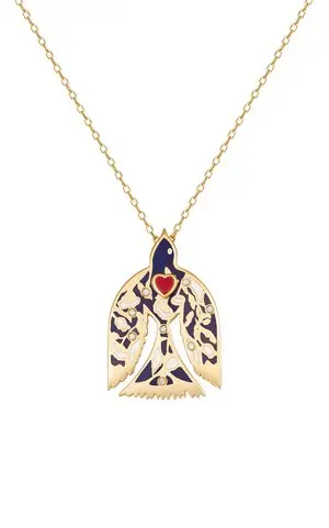L'ATELIER NAWBAR Flying Love Bird 18k Yellow Gold Diamond And Enamel Necklace - Multi