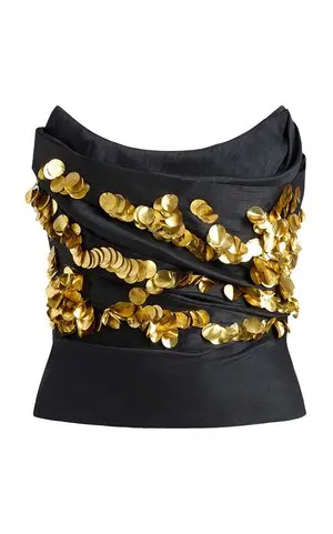 MARKARIAN Lily Sequined Draped Top