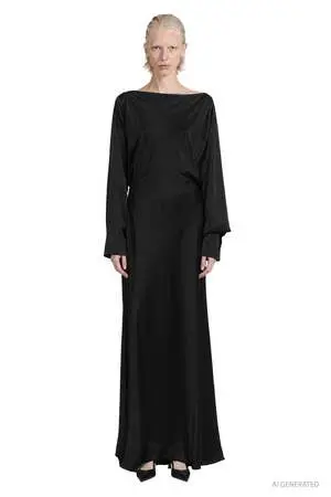 MACRO'SENSES Boat Neck Long Sleeve Dress