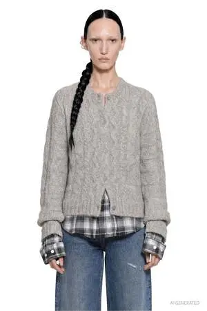 Acne Studios Layered Cable Knit Cardigan