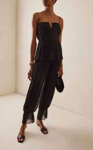 MORE NOIR Cleo Crinkled Silk Chiffon Top