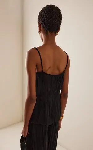 MORE NOIR Cleo Crinkled Silk Chiffon Top