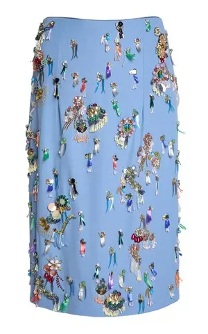 Dries Van Noten Sarona Embellished Midi Skirt - Blue