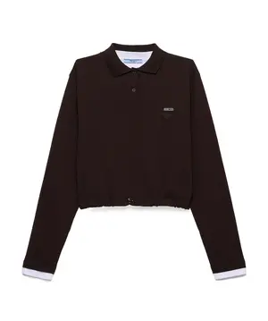 Prada Pique And Jersey Polo Shirt - Black