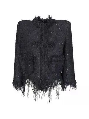 Matieres Fecales Sequin-embellished Frayed Jacket - Black