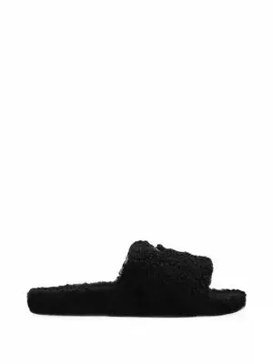 Balenciaga Furry Open Mules - Black