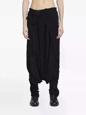 MARC LE BIHAN Wrap-front Dropped-crotch Trousers - Black