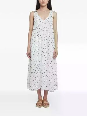 GANNI Polka-dot Sleeveless Midi Dress - White