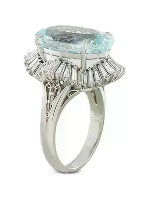 LB EXCLUSIVE Embellished Oval Aquamarine Ring
