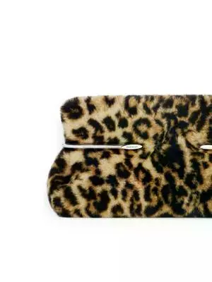 Givenchy Pinch Soft Clutch In Leopard Shearling-effect