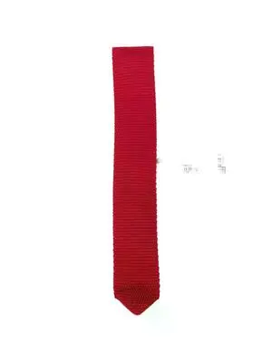 THE FRANKIE SHOP Zira Knitted Silk Tie - Red