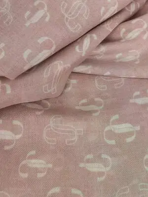 JIMMY CHOO Monogram-print Frayed Scarf
