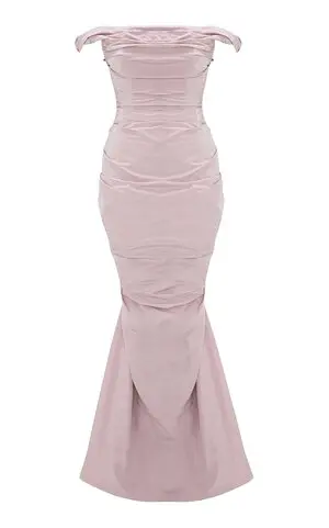 MARMAR HALIM Off-shoulder Draped Taffeta Gown