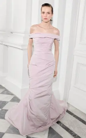MARMAR HALIM Off-shoulder Draped Taffeta Gown