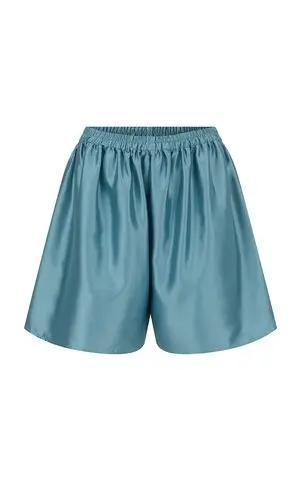 HARRIS TAPPER Exclusive Voluminous Wool-silk Shorts - Blue