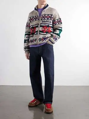 Polo Ralph Lauren Logo-embroidered Fair Isle Wool Zip-up Cardigan
