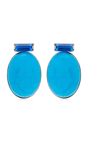 JENNIFER BEHR Arden 18k Gold-plated Turquose And Crystal Earrings - Blue