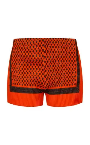 CONNER IVES Pleated Scarf Twill Mini Shorts Red