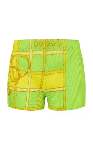 CONNER IVES Pleated Scarf Twill Mini Shorts - Yellow