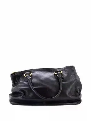 Prada Convertible Shopping Vitello Daino Large Tote Bag - Black