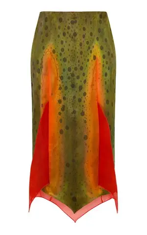 CONNER IVES Rainbow Handpainted Silk Midi Skirt - Multi