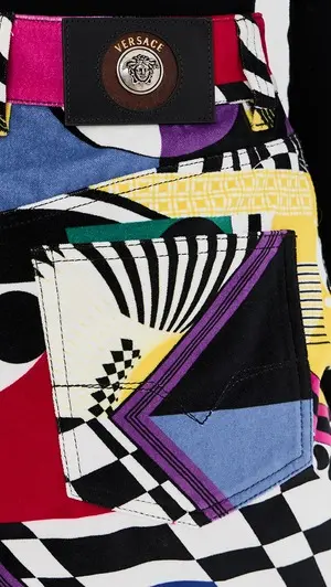 Versace Teatro Printed Velvet Denim Skirt