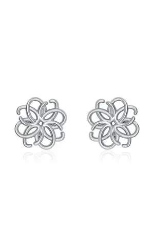 Oscar De La Renta O Flower Small Stud Earrings - Silver