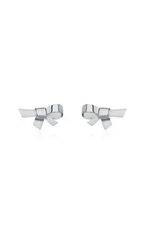 Oscar De La Renta Small Bow Stud Earrings - Silver