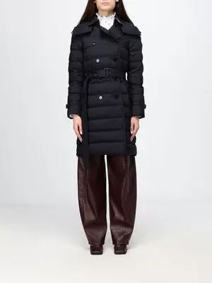 Burberry Slim-fit Double-breasted Quilted Nylon Down Coat With Hood And Belt - Black