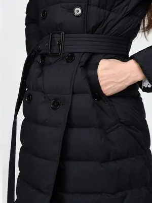 Burberry Slim-fit Double-breasted Quilted Nylon Down Coat With Hood And Belt