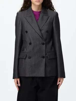 Balenciaga Double-breasted Denim-effect Wool Twill Blazer With Peak Lapels