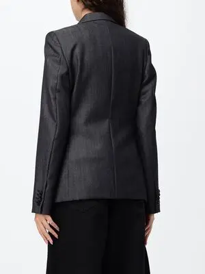 Balenciaga Double-breasted Denim-effect Wool Twill Blazer With Peak Lapels