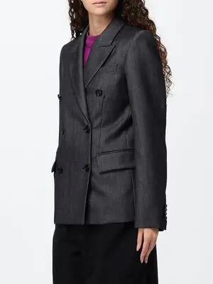 Balenciaga Double-breasted Denim-effect Wool Twill Blazer With Peak Lapels