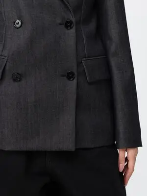 Balenciaga Double-breasted Denim-effect Wool Twill Blazer With Peak Lapels
