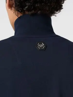 Philipp Plein Contrast Logo Cotton Zip Turtleneck Jumper