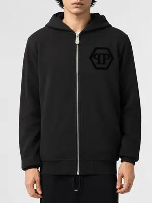 Philipp Plein Hexagon Logo Cotton Zip-up Hoody - Black