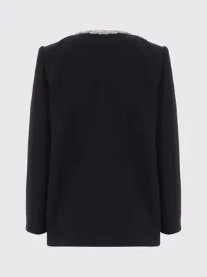 Valentino Garavani Short Virgin Wool Coat With Crystal Embroidery