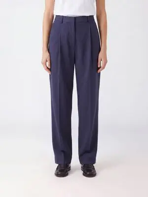 THELATEST Pleated Tailored Wide-leg Trousers In Virgin Wool Blend - Blue