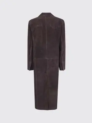 ARMA Single-breasted Long Coat In Faux Suede With Peak Lapels
