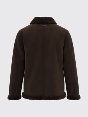 Herno Single-breasted Short Coat In Suede Leather With Classic Collar