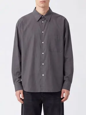 LEMAIRE Relaxed Fit Cotton And Silk Shirt With French Collar - Grey