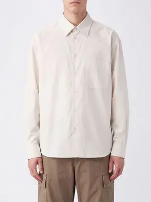 LEMAIRE Relaxed Fit Cotton And Silk Shirt With French Collar - Yellow Cream