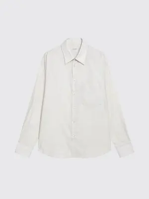 LEMAIRE Relaxed Fit Cotton And Silk Shirt With French Collar - Yellow Cream