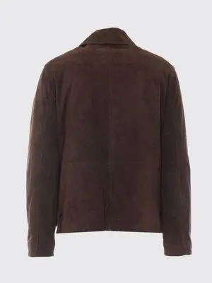 SWORD 6644 Suede Leather Shirt Jacket With Classic Collar