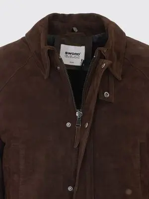 SWORD 6644 Suede Leather Shirt Jacket With Classic Collar