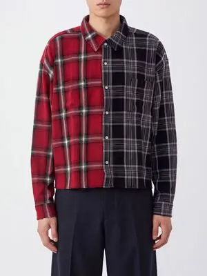 PURPLE BRAND Long-sleeved Patchwork Print Cotton Shirt With French Collar